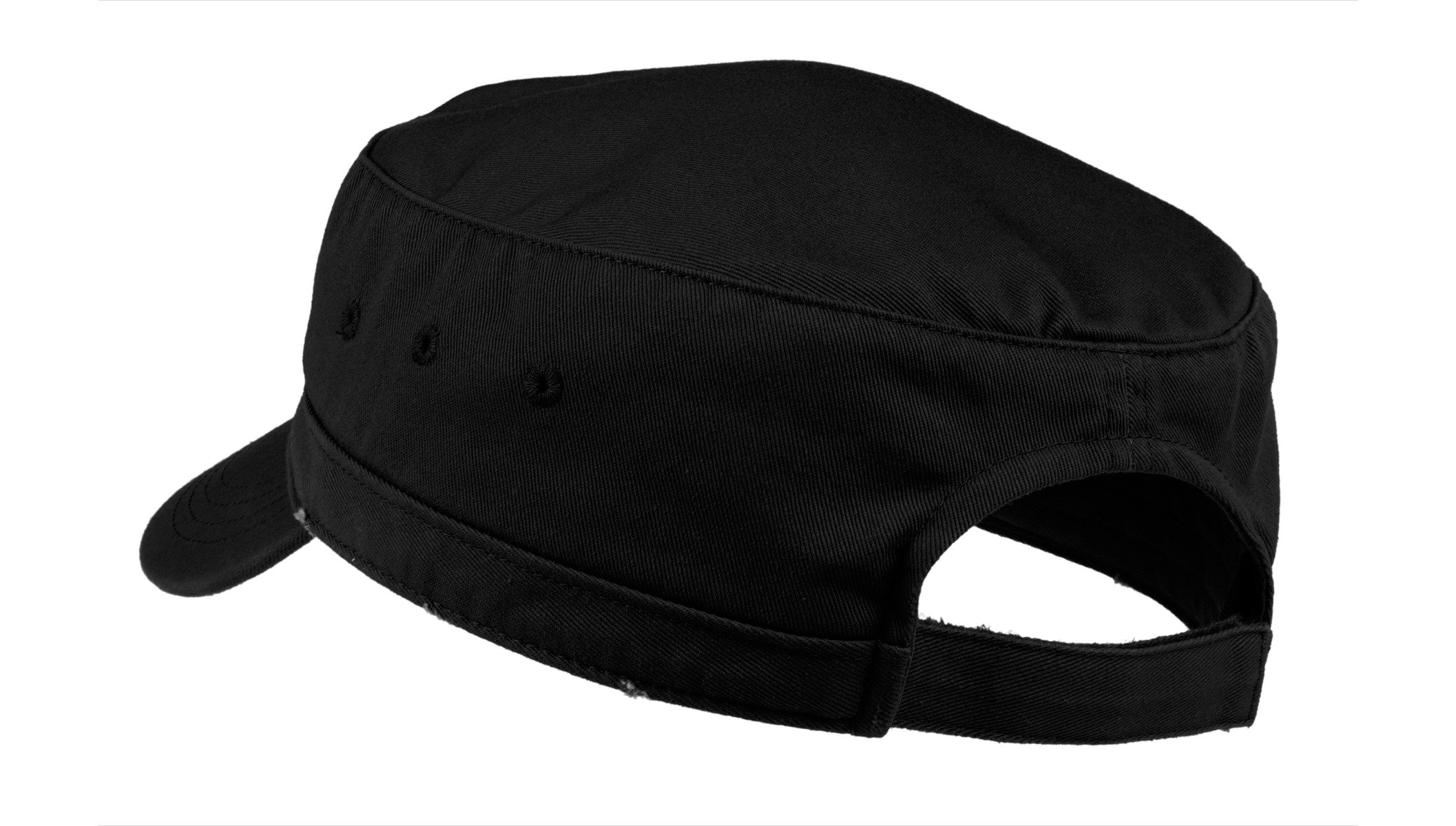 Joe's USA Ladies Military Style Distressed Enzyme Washed Cotton Twill Cap-Black