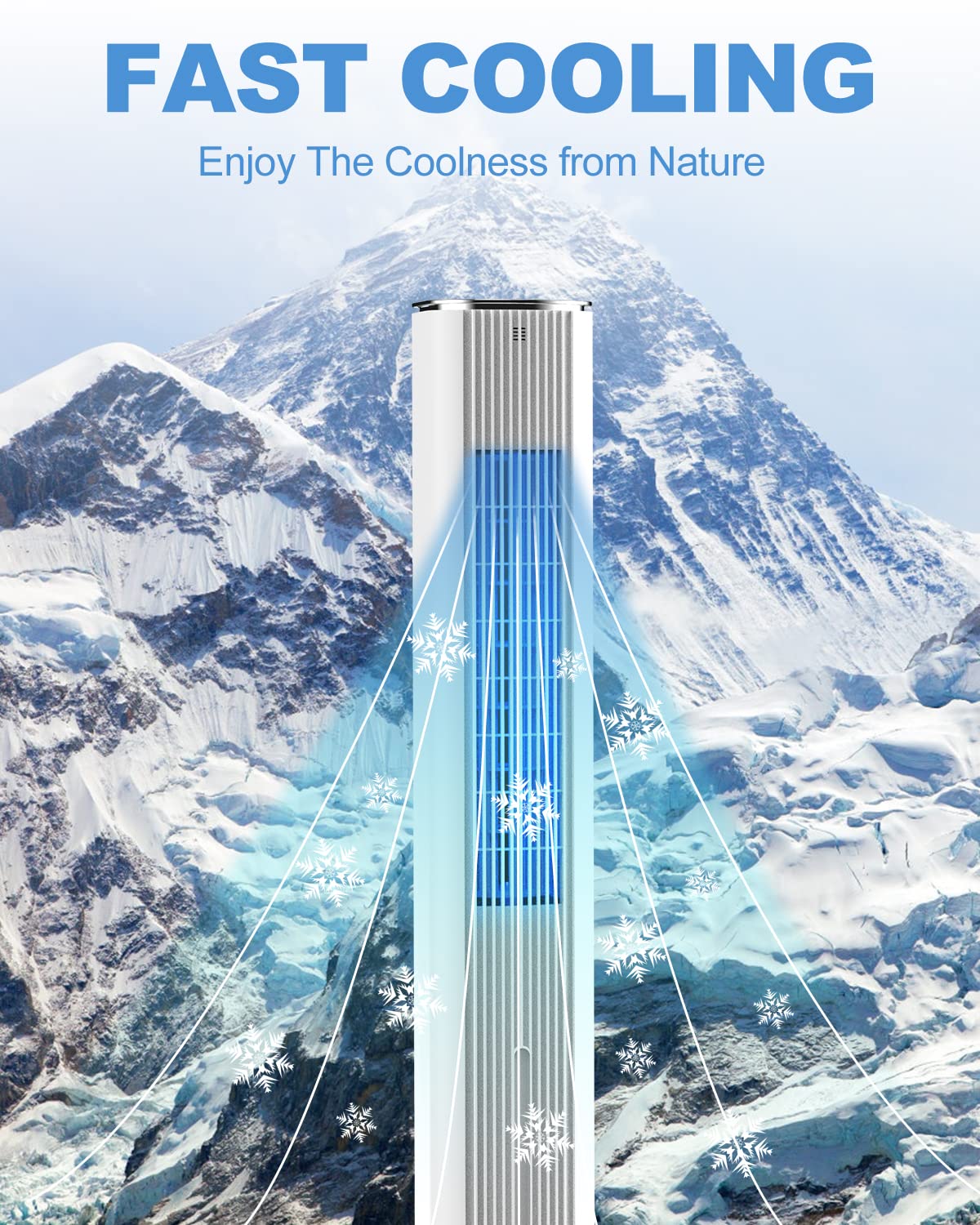 Portable Evaporative Cooler - VEOHAUT Evaporative Air Cooler, 60° Oscillation, 3 Speeds Cooling Fan, Remote & 12-Hour Timer, Air Conditioner for Home Office Bedroom, Ice Packs, 43INCH