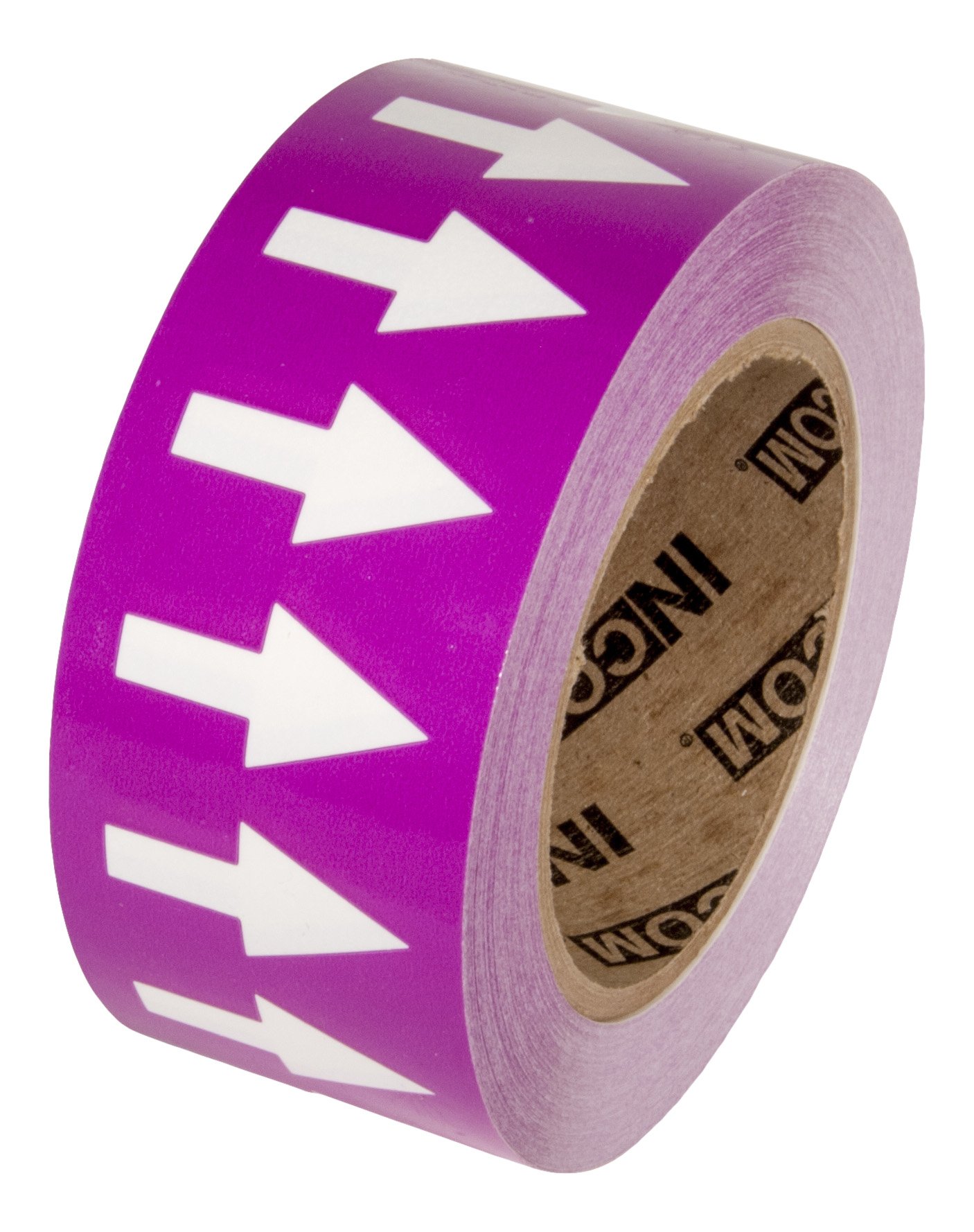 INCOM Manufacturing: Directional Flow Arrow Pipe Identification Vinyl Marking Adhesive Tape, 2 inch x 108 ft, Purple/White