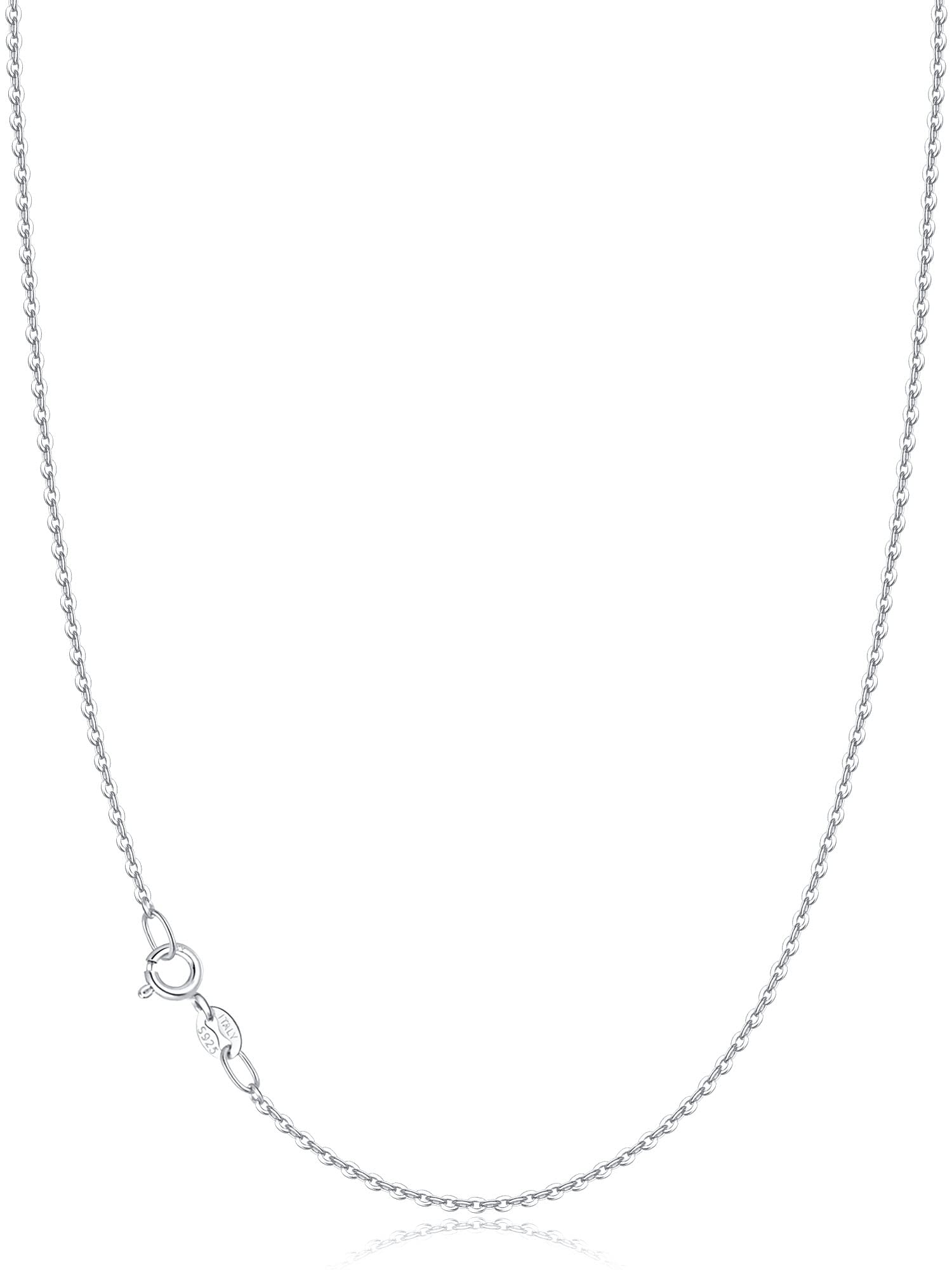 Jewlpire Solid 925 Sterling Silver Chain Necklace for Women, 1.3mm Round Cable Chain Silver Chain for Women Thin & Dainty & Sturdy Women's Chain Necklaces 18 inch