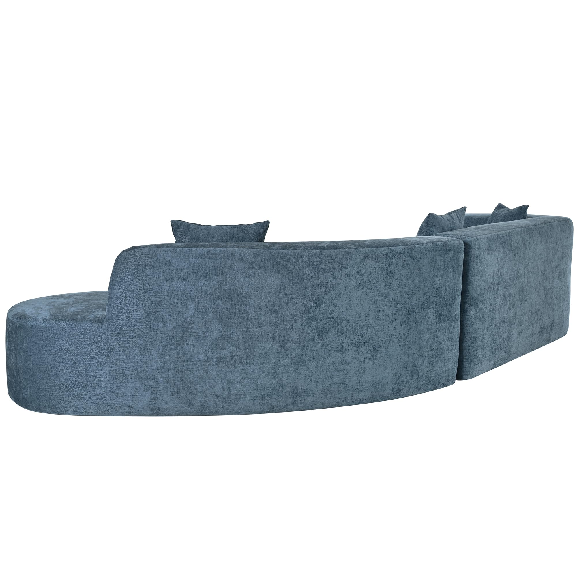 WILLIAMSPACE 126" Sectional Curved Sofa Couch, Modern Upholstery Cloud Couch with 3 Pillows, Floor Foam 5 Seater Sofa for Living Room Apartment, No Assembly, Chenille (Right-Facing, Beige)