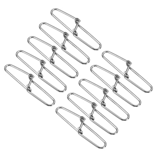 PATIKIL Duo-Lock Snaps, 100 Pack 154LBS Stainless Swivel Slid Rings Fishing Tackle Kit for Saltwater Freshwater, Silver
