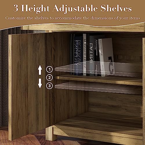 WESOME Farmhouse Bar Cabinet for Liquor and Glasses with Barn Door and Drawer, Liquor Cabinet Bar for Home/Kitchen/Dining Room, Yellow Walnut