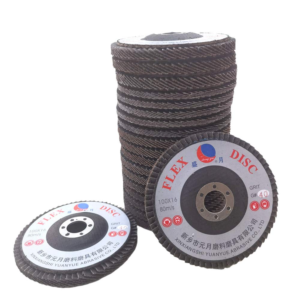 Premium High Density Flap Discs 4 Inch 20 Pack Assortment - 40 60 80 120 Grit,Aluminum Oxide Abrasives Sanding Grinding Disk, Flat Type #27, 5/8 Inch Arbor Size