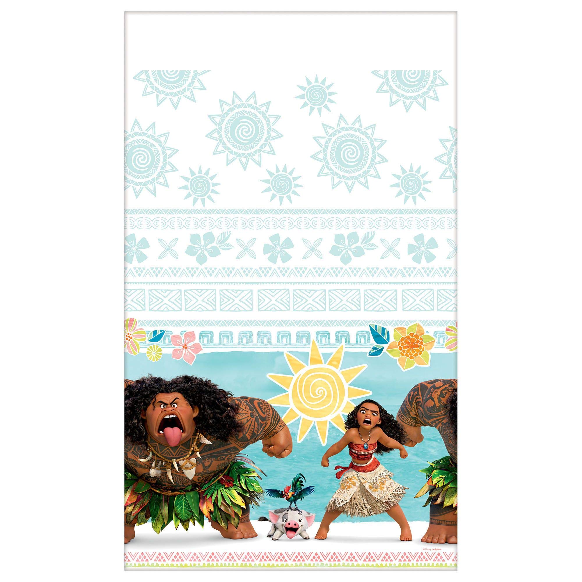 Moana Party Supplies Pack Serves 16: Maui -7 " Dessert Plates Beverage Napkins Cups and Table Covers with Birthday Candles (Bundle for 16)