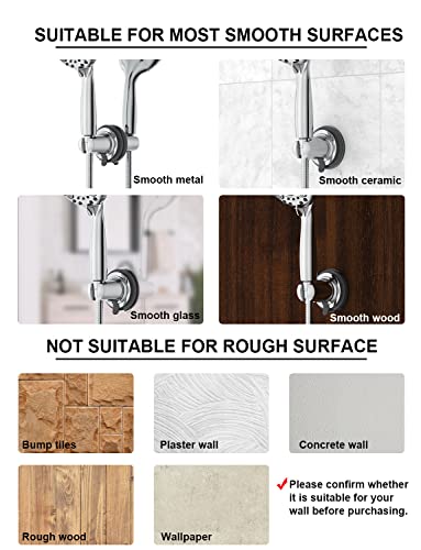 Shower Head Holder, Vacuum Suction Cup Handheld Shower Head Holder Bracket, Removable Polished Chrome Wand Holder for Bathroom