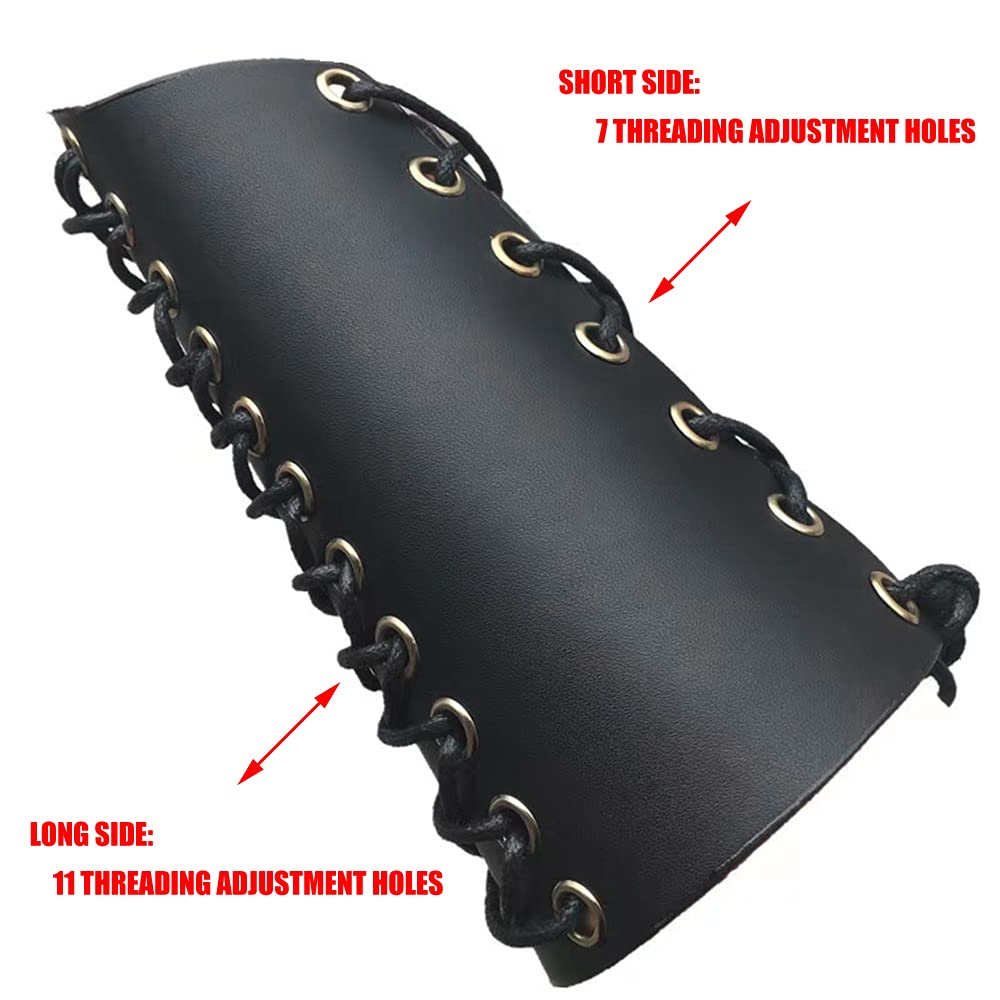 LOKHEIRA ARCHERY Archery Arm Guard, Archery Bracer,Archery Leather Forearm Protector w/Bow Range for Recurve Compound Long Bow Hunting Shooting(Black)