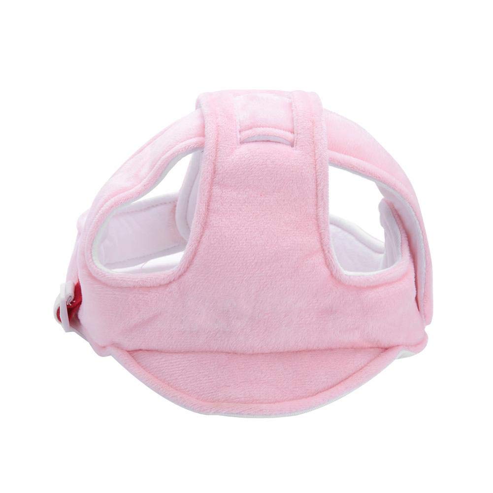 Infant Head Protection Cushion Bonnet Hat Baby Toddler Safety Helmet Adjustable Safety Protective Headguard Harnesses Hat for Biking Walking Crawling(Pink)