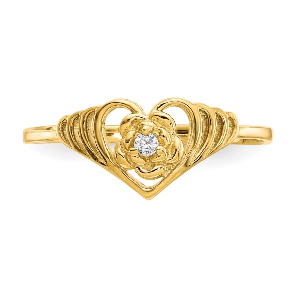 IceCarats 10K Yellow Gold Cubic Zirconia CZ Heart Love Ring Size 6