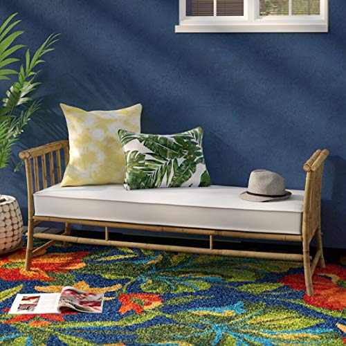 ZEW Handcrafted Natural Bamboo Entryway Bedroom Bench with Armrests Daybed Lounger with Detachable Mattress