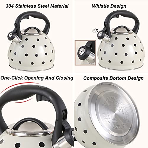 Tea kettle, Red Whistling Tea Kettle for Stove Top, Stainless Steel Cute Teapot with Handle, Induction Cooker Household Kitchen (Color : Red, Size : 3L)