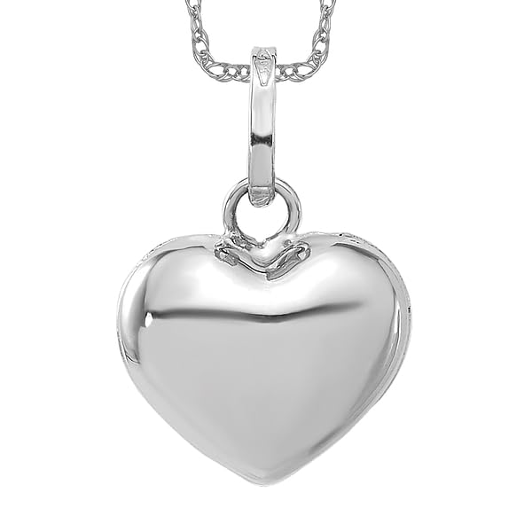 IceCarats 14K White Gold Heart Necklace Love Pendant Charm Only