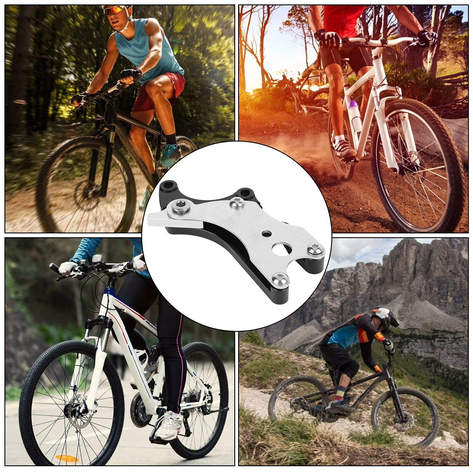 Jiawu Disc Brake Adapter, Mountain Bike Disc Brakes, Aluminum Alloy Disc Brake Mounting Adapter Converter, Rear Wheel Heavy Duty Conversion Accessories, Easy Installation