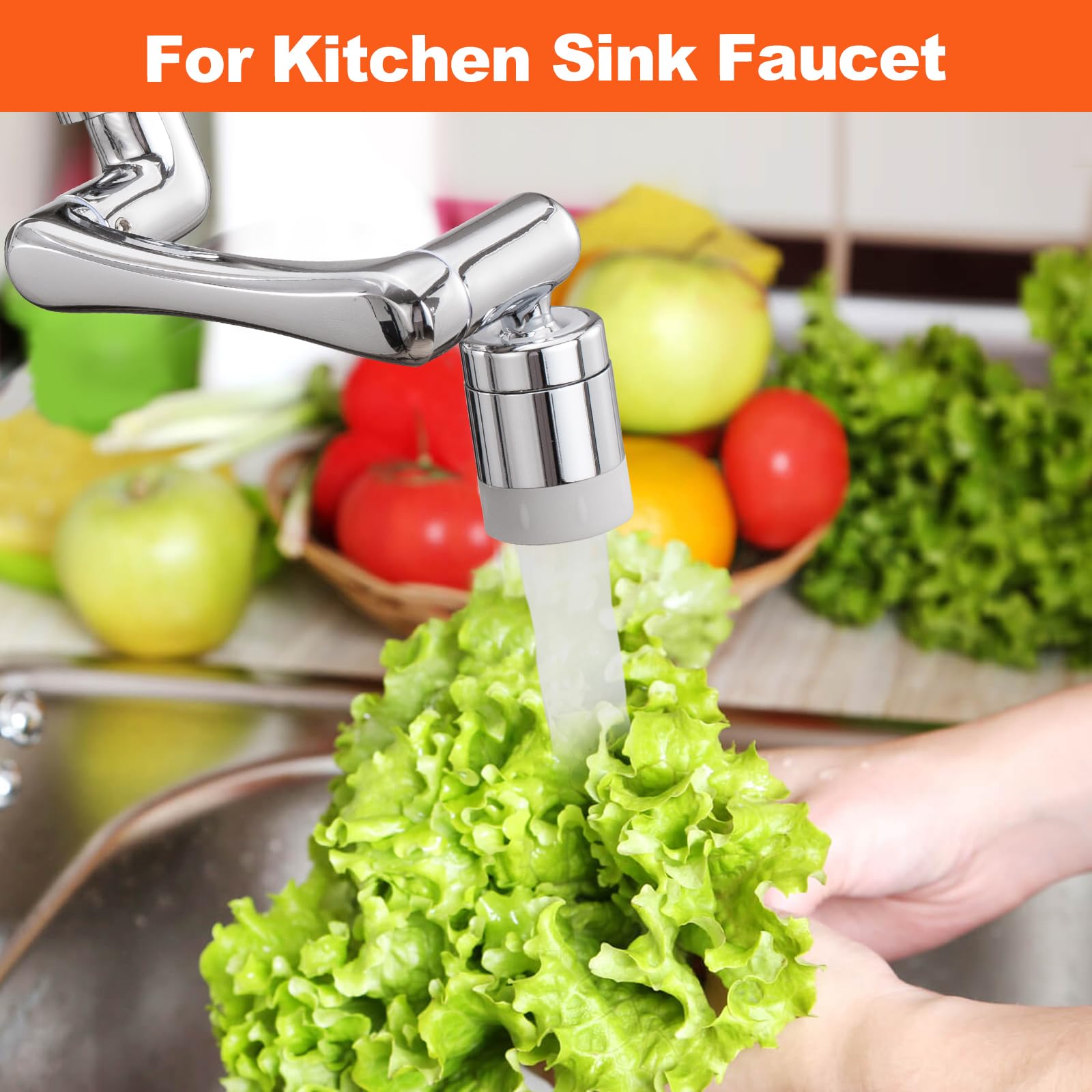 Spurtar 1440° Faucet Extender for Bathroom Sink, 2 Water Outlet Modes 1080° Rotatable Faucet Aerator + 360° Swivel Faucet Attachment Kitchen Faucet Extension, Tap Adjustment for Face Washing