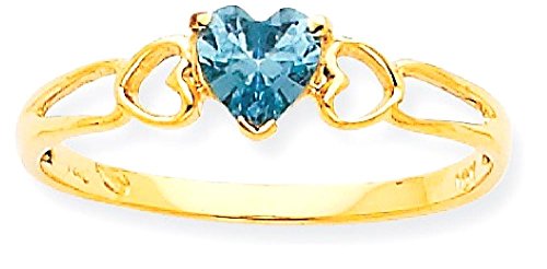 IceCarats 10K Yellow Gold Blue Aquamarine Heart Love Ring Gemstone Band March Birthstone Jewelry Size 7
