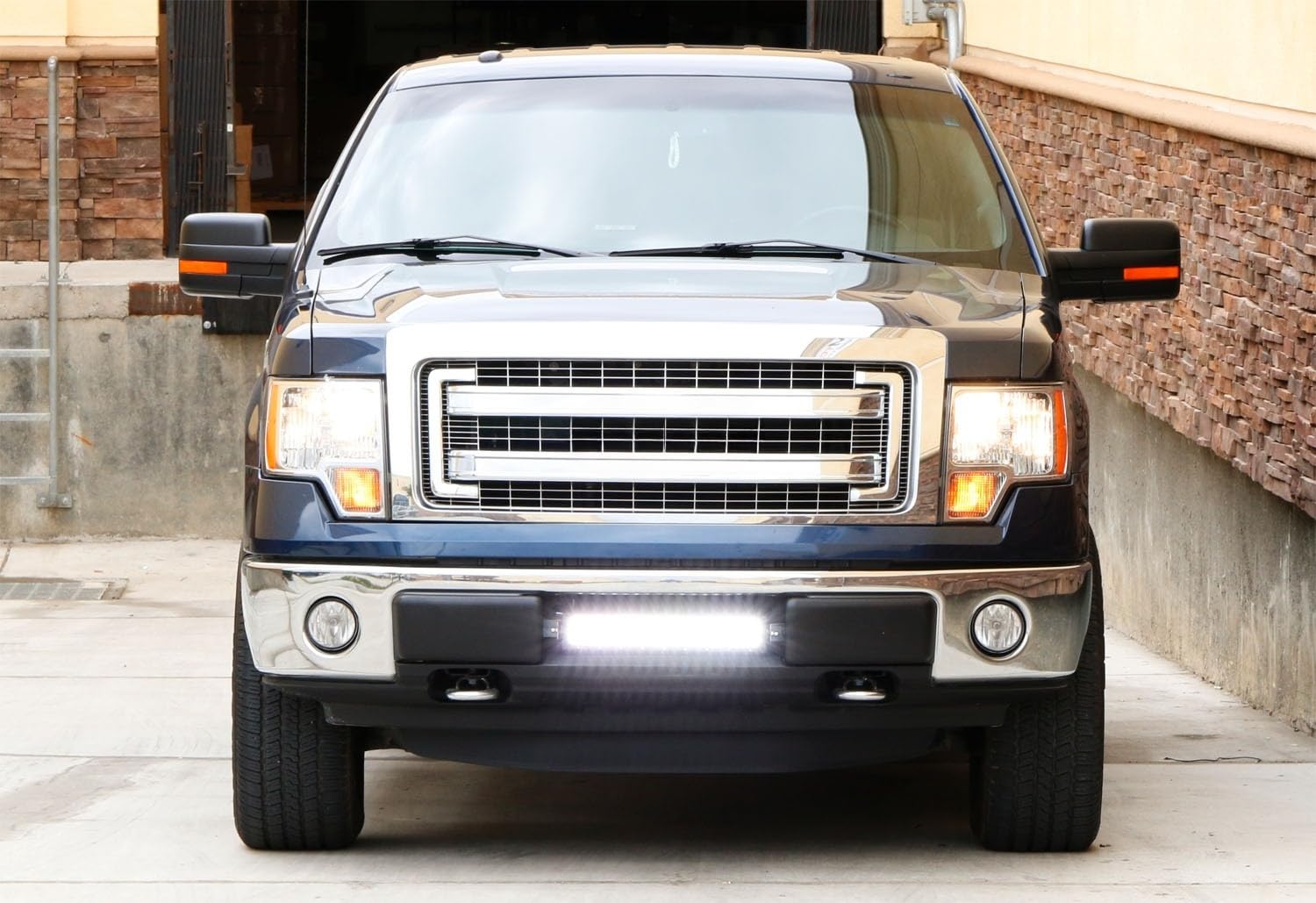 iJDMTOY Lower Grille Mount LED Light Bar Kit Compatible with 2009-14 Ford F-150 or Raptor, Includes (1) 96W High Power LED Lightbar, Lower Bumper Opening Mounting Brackets & On/Off Switch Wiring Kit