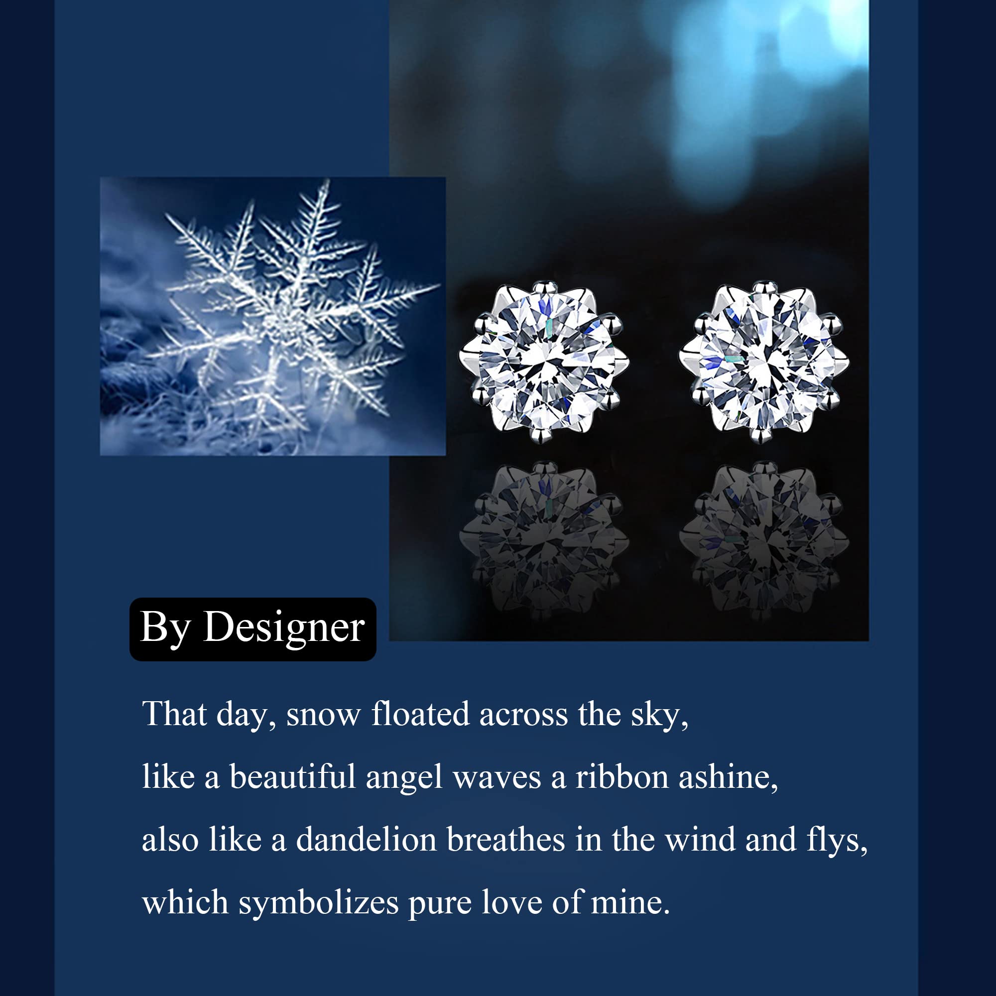 OMANIAC 1CT-2CT Real Moissanite Diamond Stud Earrings, 18K White Gold Plated Sterling Silver Earrings Studs for Women Trendy Hypoallergenic (1CT)
