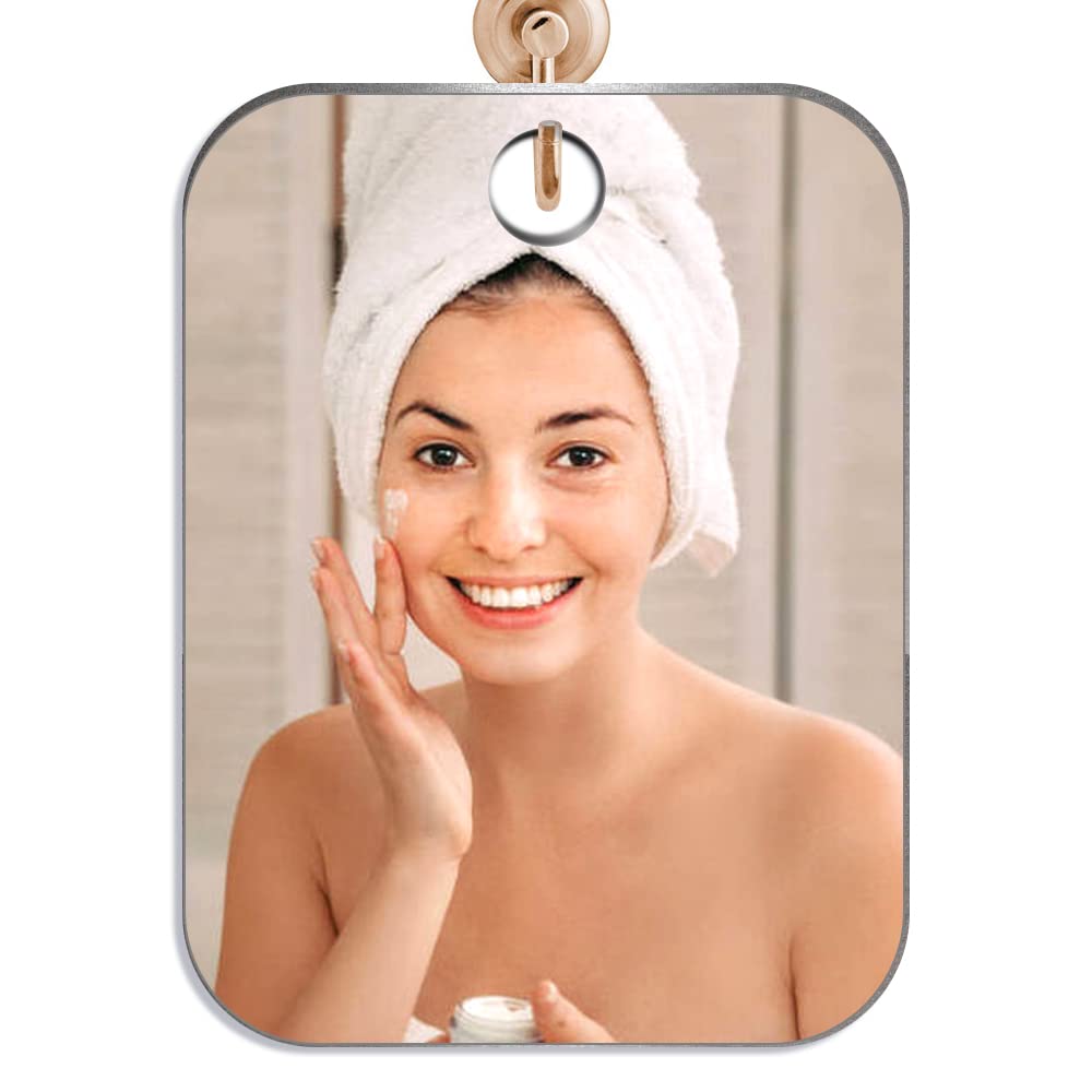 Shower Mirror Fogless for Shaving (2 Pack,Small,6"x4"),Fog Free Shave Mirror Anti Fog,Unbreakable Acrylic Small Mirror Locker,Makeup Travel Wall Hanging,Plastic Handheld Mirror Camp Mirror