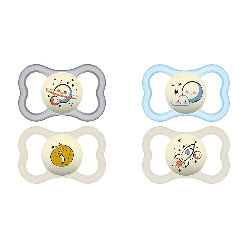 MAM Supreme Night Baby Pacifier, for Sensitive Skin, Patented Nipple, 2 Pack, 16+ Months, Unisex,2 Count (Pack of 1)