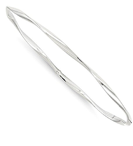 IceCarats 14K White Gold Twisted Slip On Bangle Bracelet