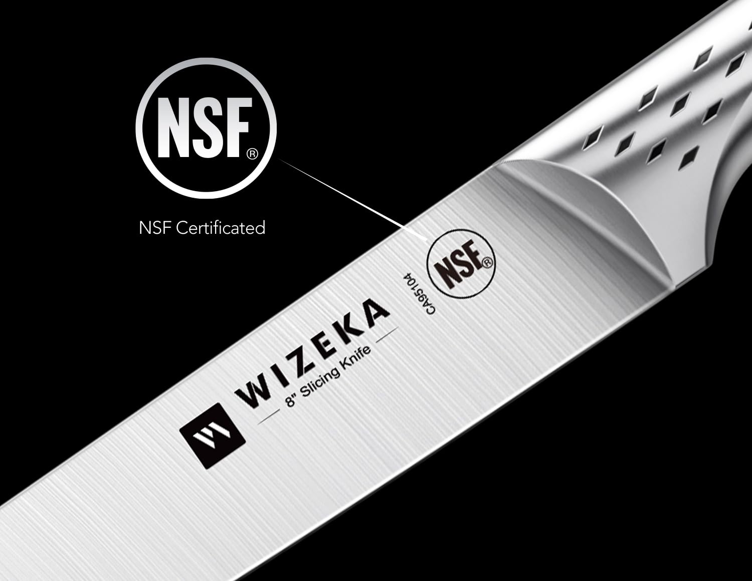 WIZEKA Turkey Carving Knife Set 2-Piece, 8-inch Carving Knife and Fork Set, Ultra-Sharp German Stainless Steel Kitchen Knife for Meat, BBQ, Carving Set with Gift Box for Thanksgiving, Jaguar Series