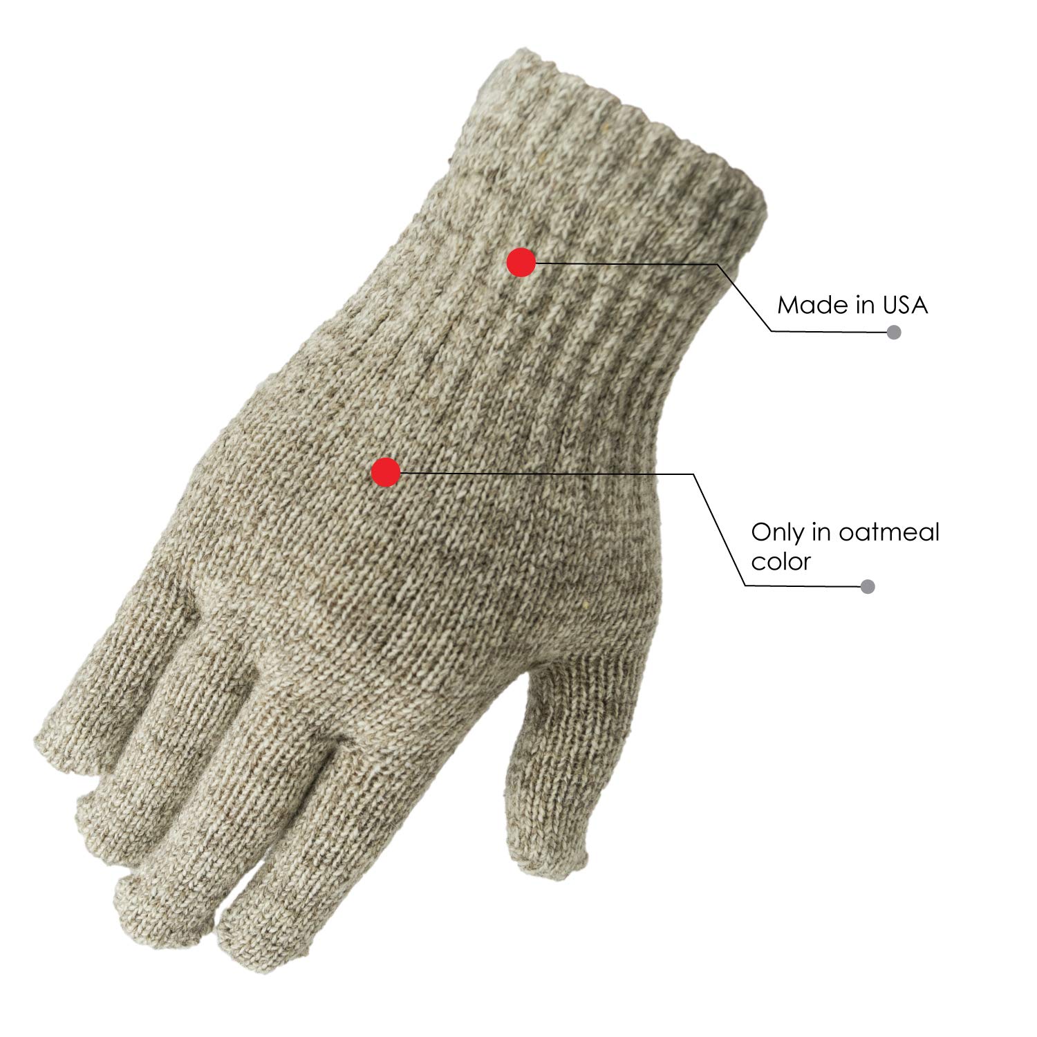 Illinois Glove Company Ragg Wool Gloves Made in the USA Style 350 (Large)