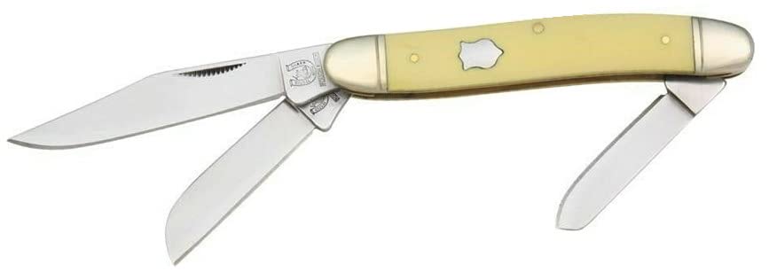 Rough Rider Rr725 Yellow Stockman 3 Blade Folder Open Folding Pocket Knife Outdoor Survival Hunting Knife by Survival Steel