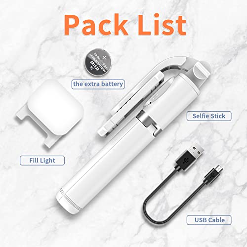 Selfie Stick with Fill Light, Tupwoon Extendable [42 Inch] Selfie Stick with Detachable Remote, Portable Phone Tripod Stand, Compatible with iPhone 14/13/12/11, Samsung Google Smartphones