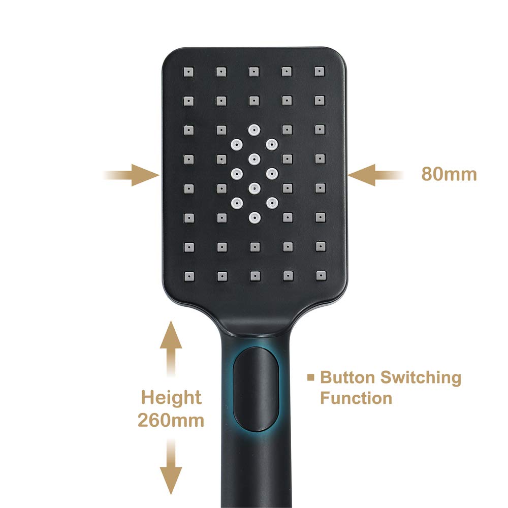 HAUSELIEBE Black Handheld Shower Kit, Universal Handheld Shower Head with Stainless Steel Slide Bars, ABS Shower Head for Bathroom