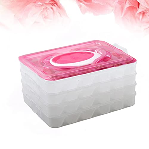 Zerodeko Food Storage Container Dumpling Organizer Stackable Portable Freezer Storage Containers Food Storage Box for Kitchen and Fridge Rosy