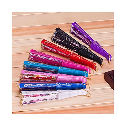 PBLCYUT Style Hand Held Folding Dance Fan Wedding Party Lace Silk Folding Hand Held Flower Fan Summer Wedding Fan Party (Color : Purple)