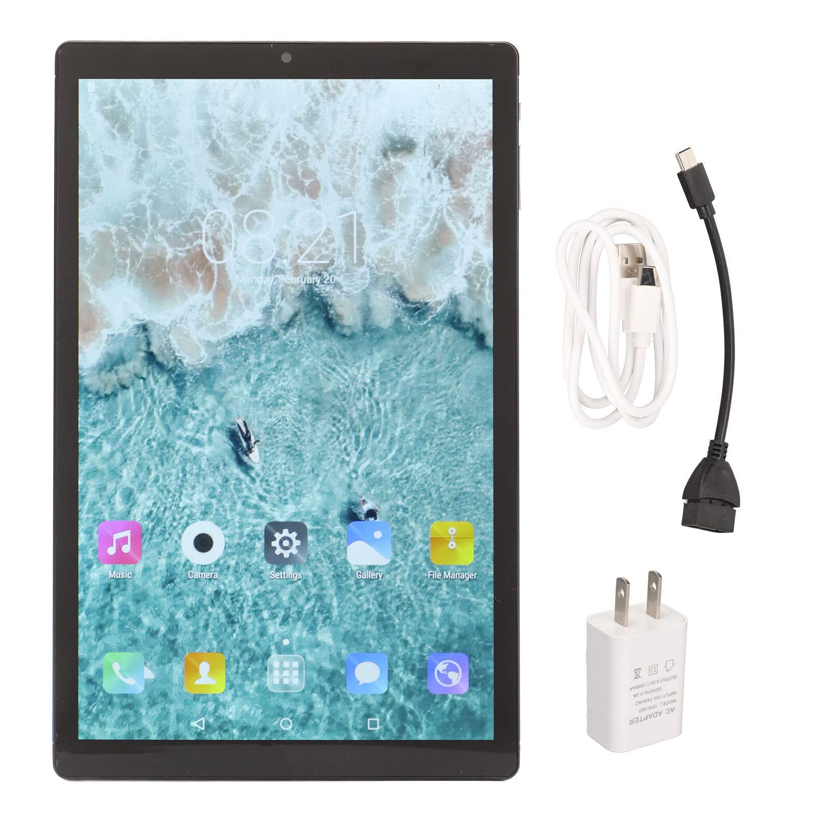 Tablet PC, Black 10.1 Inch Tablet 2.4G 5G WiFi 4GB RAM 64GB ROM Dual Card Dual Standby 100-240V Read Android 12 (US Plug)