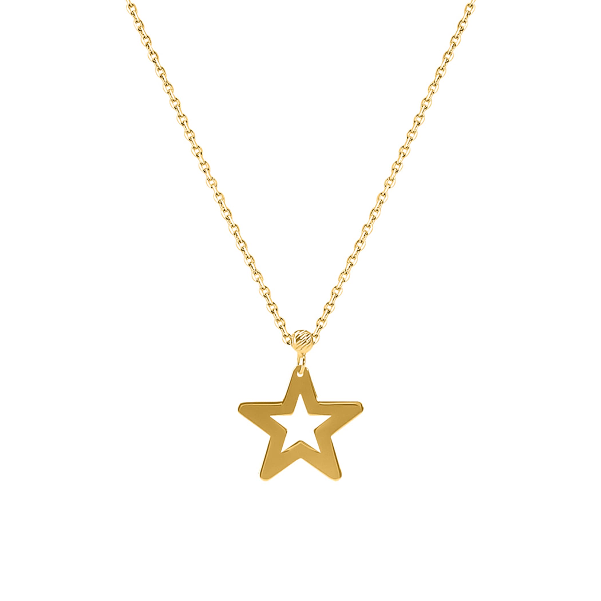 MEVARIS 14K Real Gold Pendant Necklaces - Jewelry Gifts for Women - Elegant and Dainty Pendants - Style Options are Available - 17.7" / 45 cm (Star)