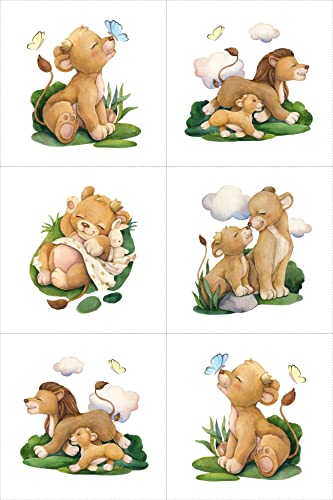 UniqueFabricPanels Lion Fabric Panel Set (6 Panels), Quilting Panels, Baby Quilt Panels, Cotton Baby Panels, Blanket Panel, Panel for Quilt