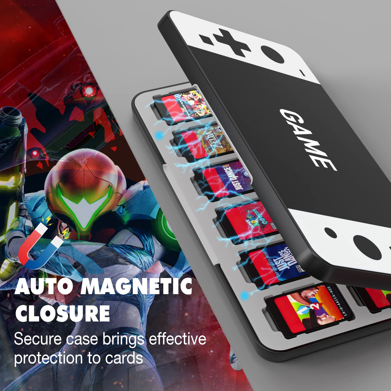 MoKo 24 Game Card Case Compatible with Nintendo Switch OLED 2021/Switch/Switch Lite, Switch Games Holder case for Switch Game Card & SD Card, Slim & Portable Game Card Storage Box, Pokeball