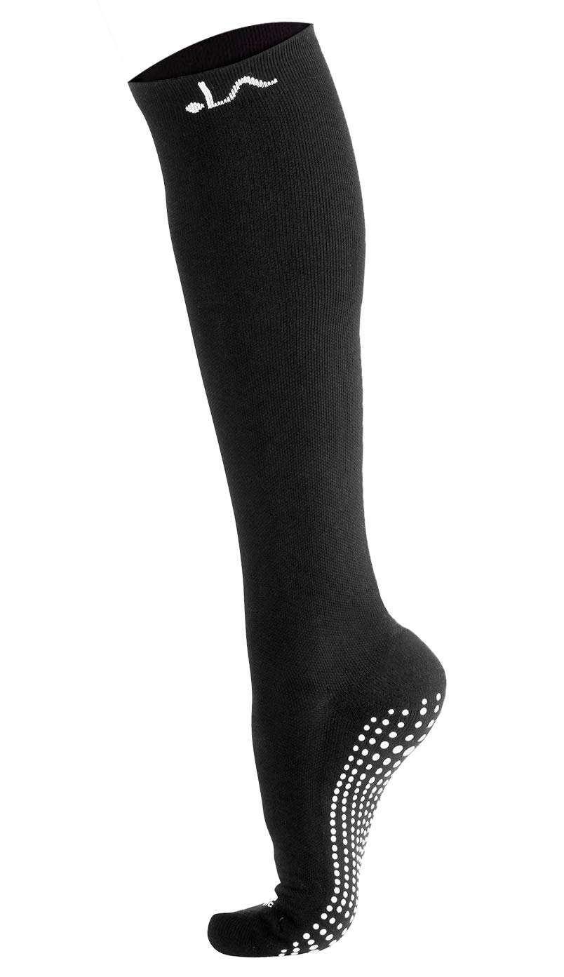 LA ACTIVE Graduated Compression Socks with Non-Slip Grips for Safety - 20-30mmHg for Women & Men - Perfect for Travel, Recovery, Medical and Maternity Support (Black, Small)