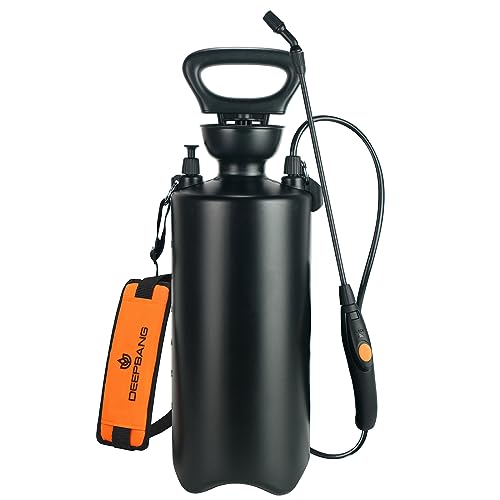 XXXFLOWER 2.1 Gallon Pump Pressure Sprayer, Portable, 8L Pressurized Lawn & Garden Water Spray Bottle with Adjustable Shoulder Strap, Pressure Relief Valve, for Yard Lawn Weeds Plants(Black