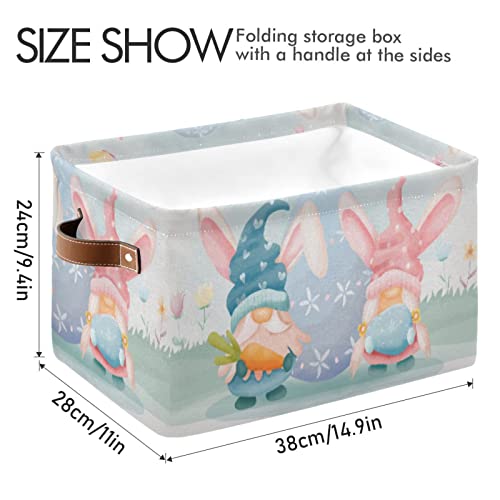 senya Easter Basket, Easter Gnome Bunny Foldable Fabric Collapsible Storage Bins Organizer Bag for Storage Clothes