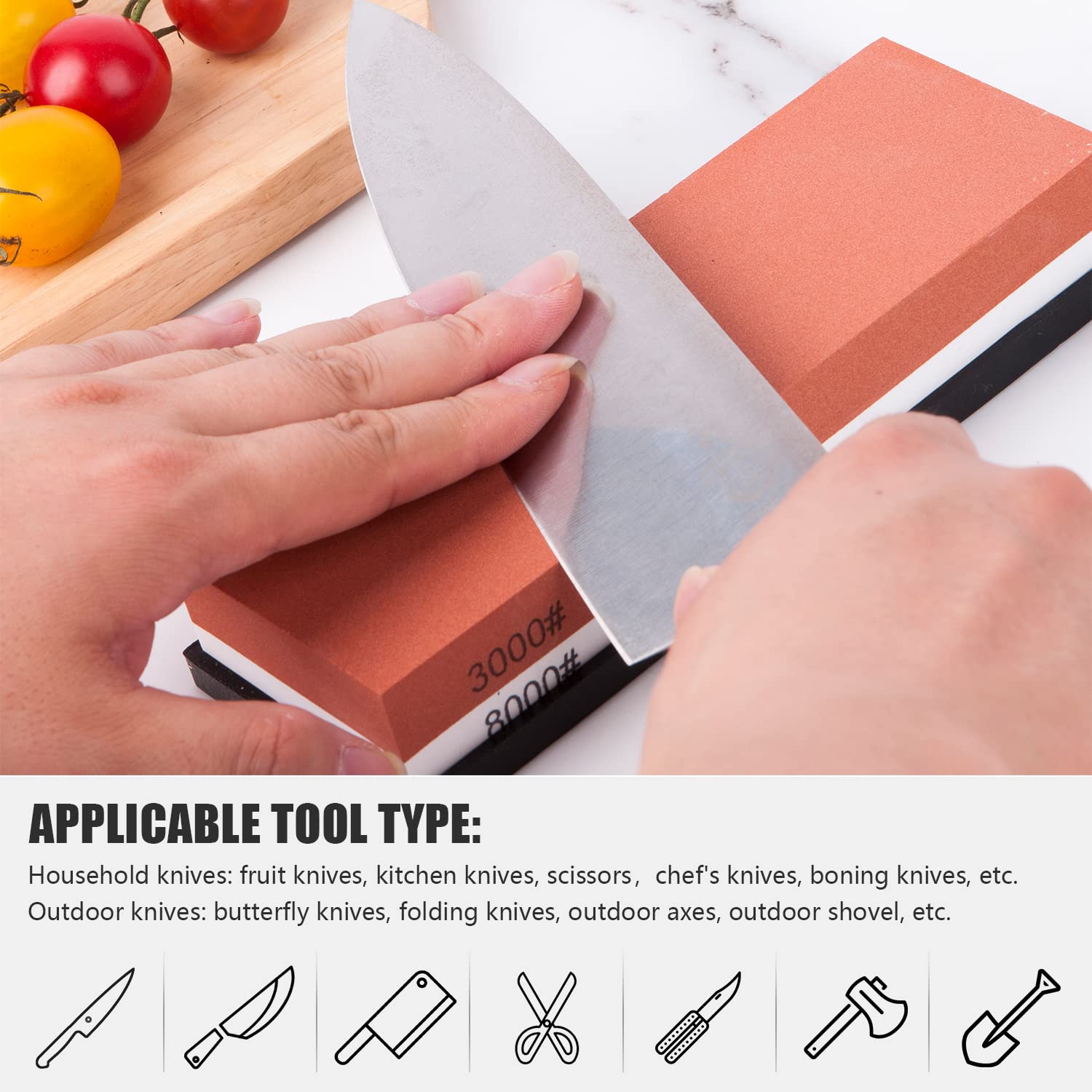 SD.TIANPENG Whetstone Knife Sharpening Stone Kit 400/1000&3000/8000 Grit 2 Side Professional Knife Sharpener Waterstone Set with Leather Strop, Polishing Compound, NonSlip Bamboo Base, Angle Guide