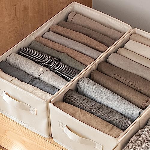 Temiminime Wardrobe Drawer Organizer for Clothes, 10 Grids 2Pack, Closet Organizers and Storage Bins for Legging Yoga Pants Shirt, with Handle & Removable Bottom Cardboard