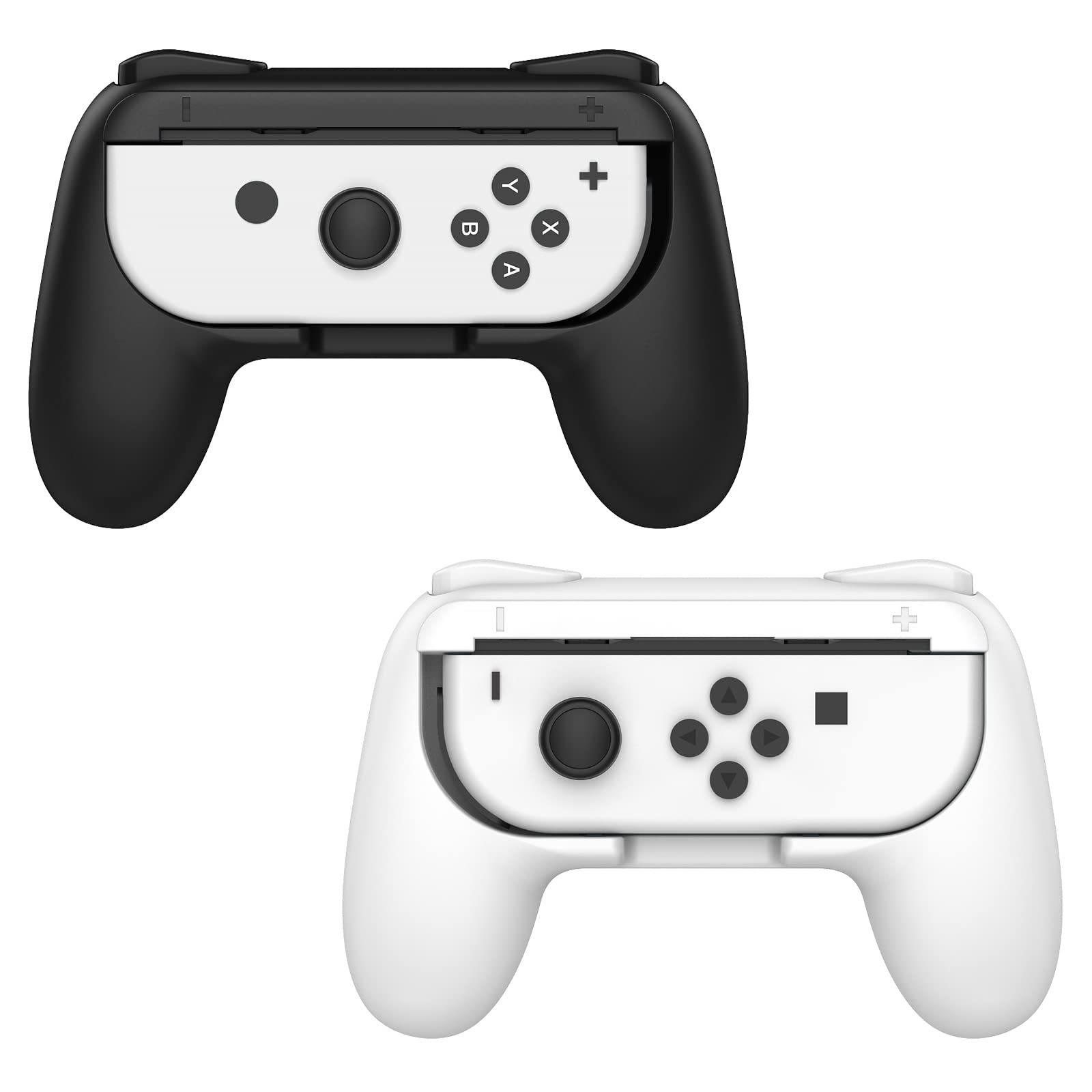 MoKo Grip for Nintendo Switch OLED Model Joycon & Switch Joy-Con, [2-Pack] Ergonomic Hand Grip Controller Handle Kit Compatible with Nintendo Switch/Switch OLED 2021 Joy Cons Controllers, Black+White