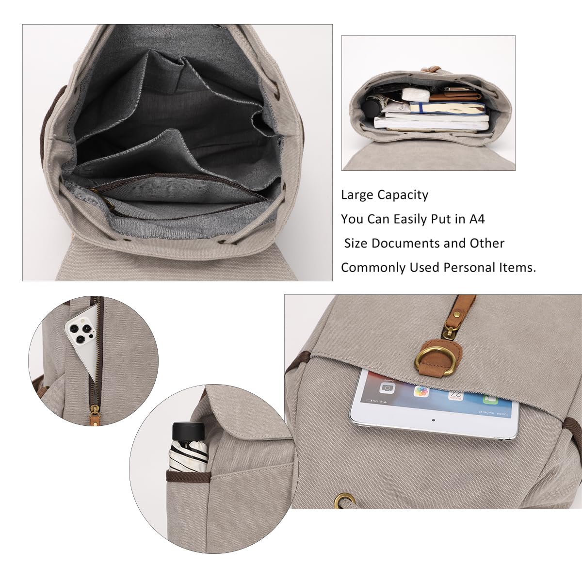 KL928 Canvas Backpack β Large Casual Daypack Vintage Outdoor Travel Rucksack Hiking Backpacks for Men Women