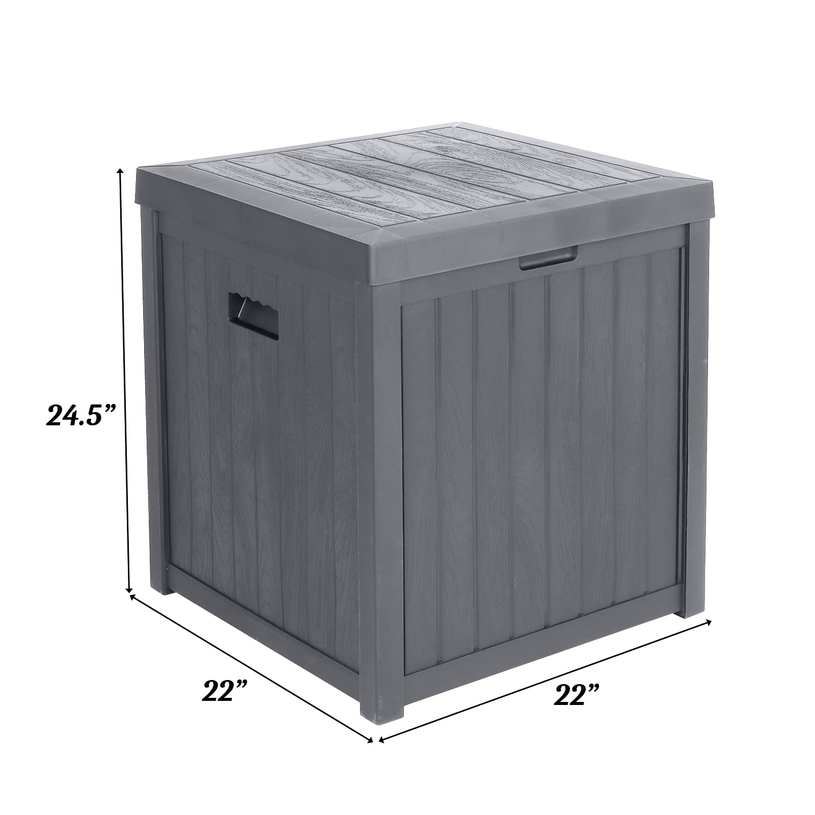 VINGLI 51 Gallon Outdoor Deck Box, Plastic Deck Box Design with Convenient Handles, Lockable Storage Box for Patio, Garden, Backyard and Balcony (Grey)