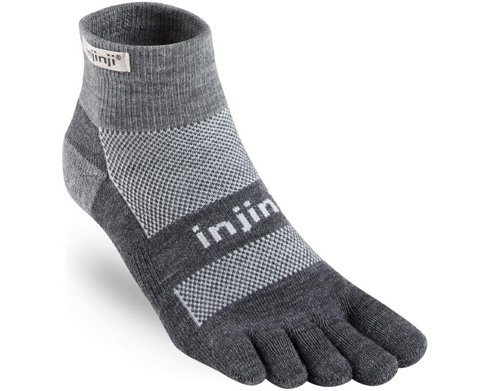Injinji 2.0 Outdoor Midweight Mini Crew Nuwwol Socks, Charcoal/Black, Medium