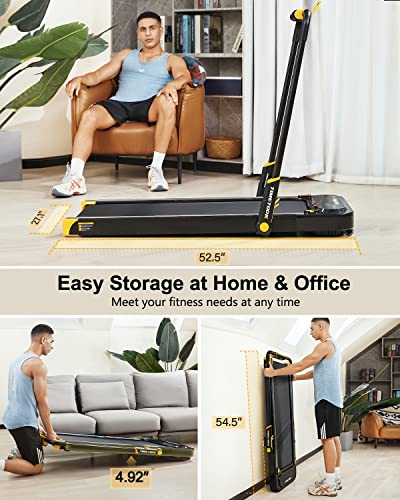 TIMETOOK Under Desk Treadmill, 2 in 1 Folding Treadmill 2.5HP Walking Treadmill with 265lb Weight Capacity, Walking Pad Design, Electric Foldable Treadmill for Home Office