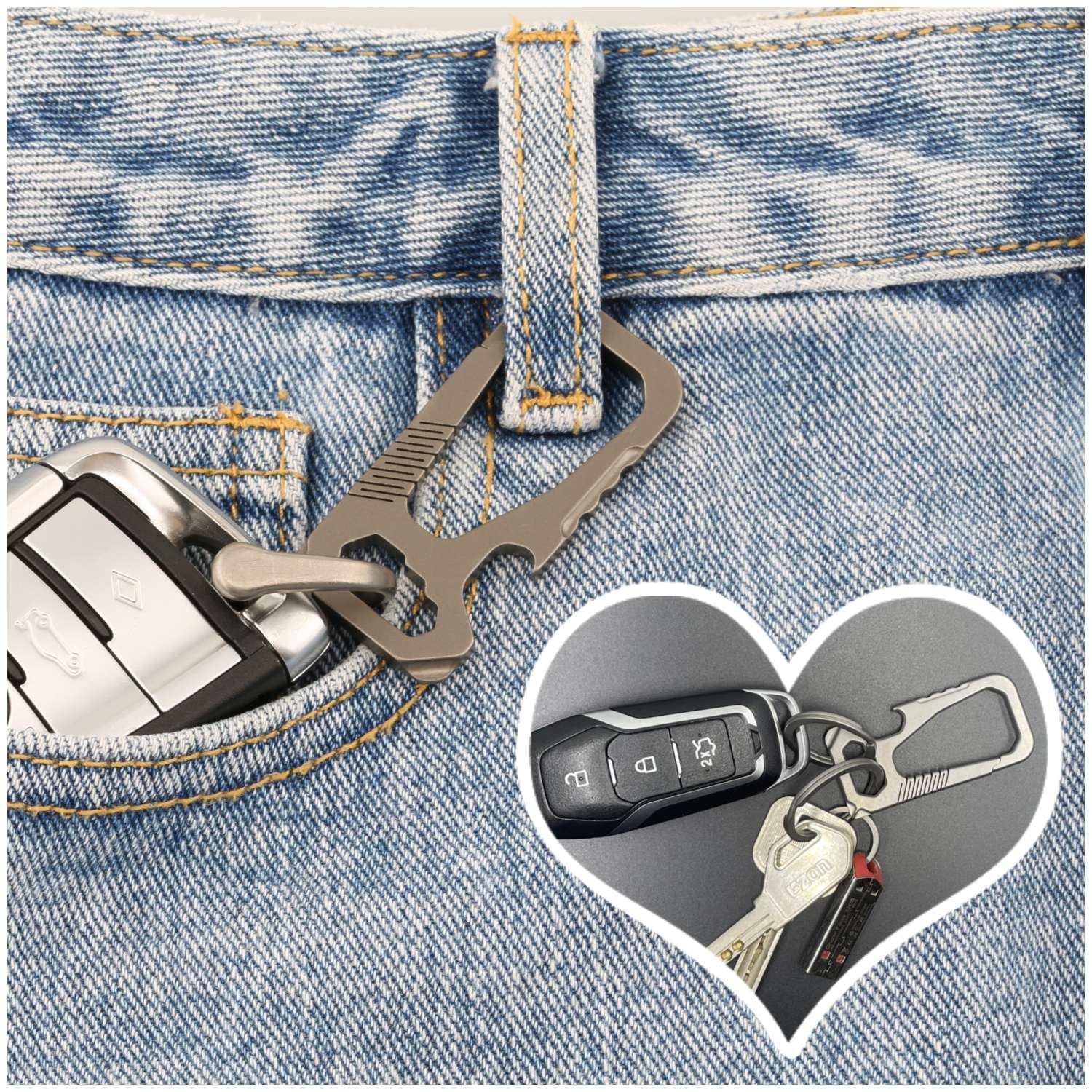 Imentha Titanium Carabiner Keychain with Bottle Opener - Heavy Duty Multifunctional EDC Key Chain for Camping, Hiking, and Everyday Use