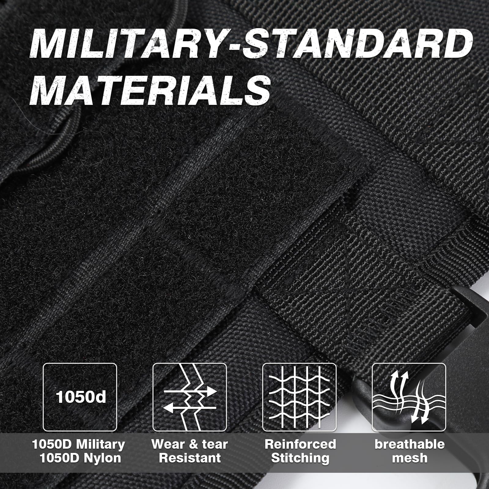 Yungaspy No Pull Tactical Dog Harness for Large Dogs, Escape Proof Molle Dog Vest Harness and Leash Set, Adjustable Military Service Dog Harness with Handle for Medium Large Dogs (Black, Medium)