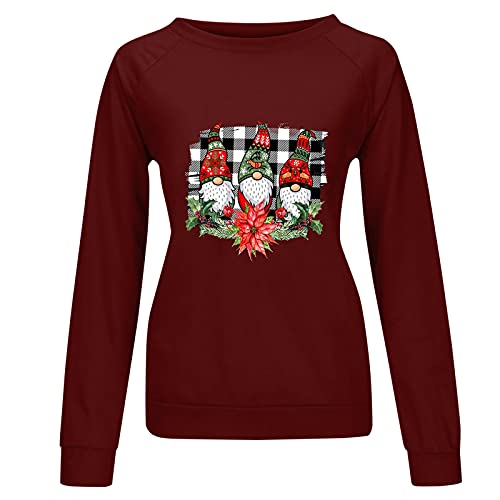 Sweatshirt For Women Plus Size Crewneck Loose Shirts Long Sleeve Sweatshirts Tunic Tops for Leggings Fall Sweatshirt Wine