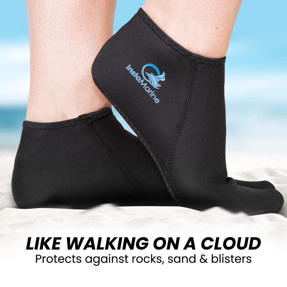 InstaMarine (Medium 8-9 Premium Neoprene Socks and Water Fin Sock Perfect for Water Sports, Snorkeling, Diving, Swimming