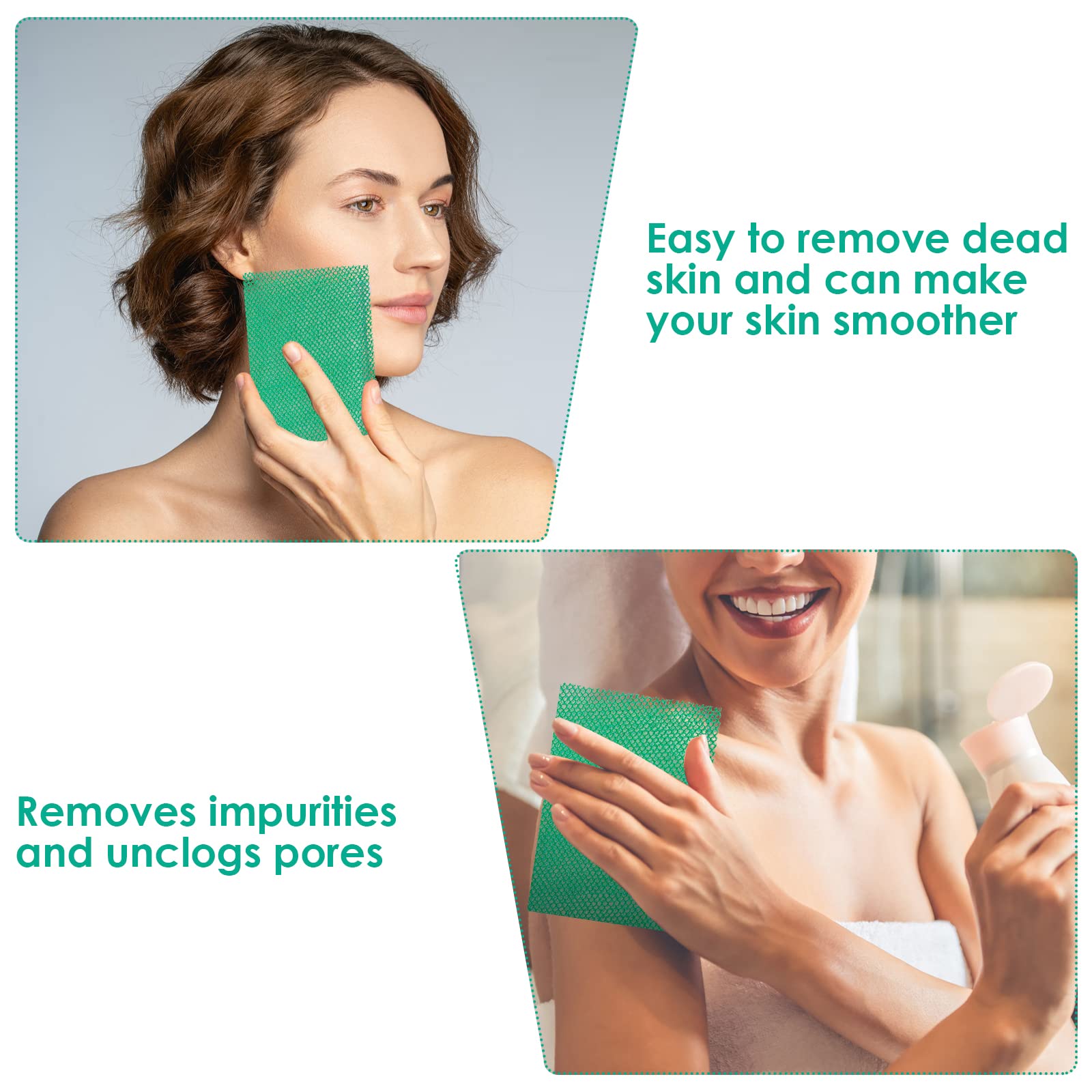 Sibba Net Bath Sponge, African Net Long Bath Net Sponge, Exfoliating Shower Body Scrubber, Elasticity Back Scrubber Skin Smoother for Daily Use (Green)